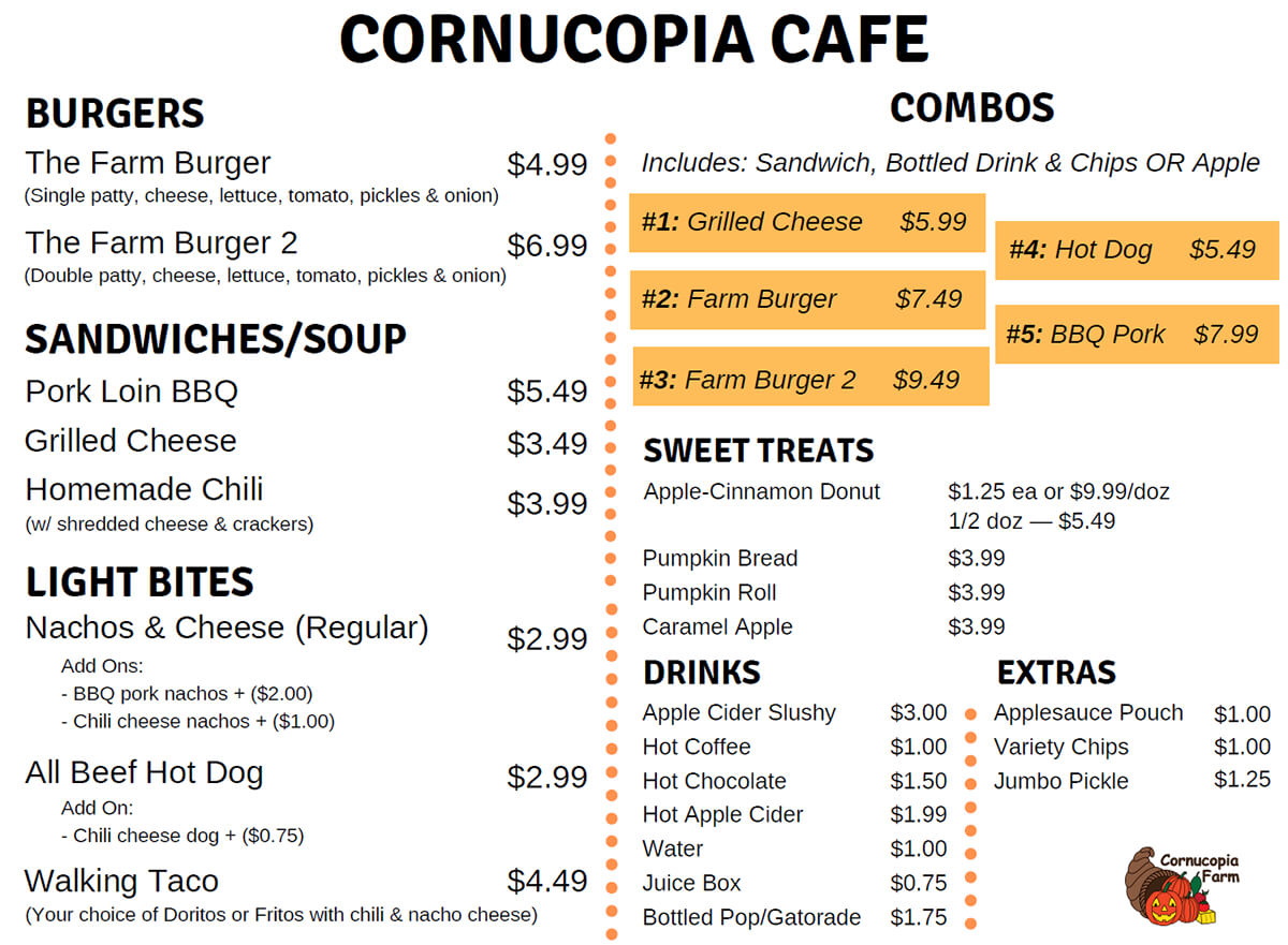 Food and Drinks at Cornucopia Café